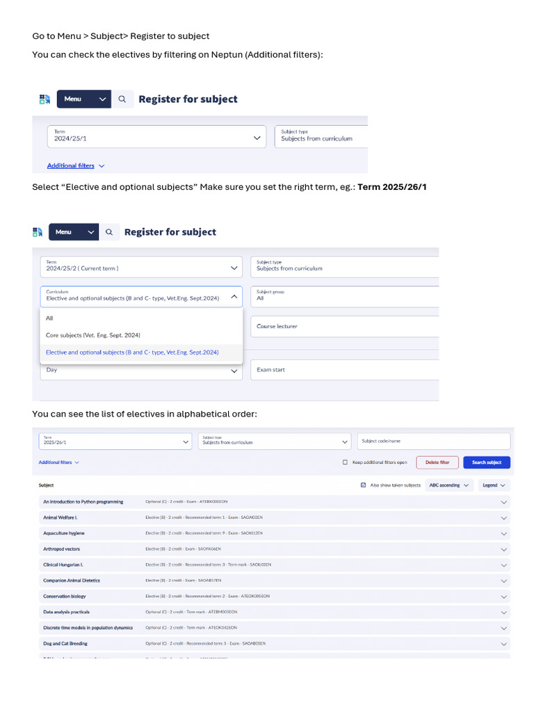 How to Find the List of Electives | PDF