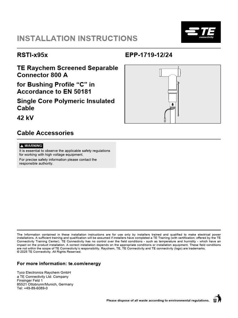 42kV TE Raychem Connector Installation Guide | PDF | Electrical ...