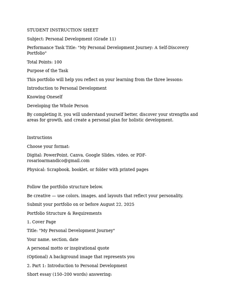 Performance Task Perdev 1st Quarter | PDF | Self Concept | Cognition