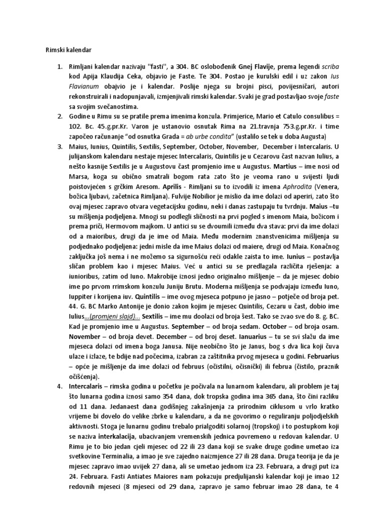 Rimski Kalendar | PDF
