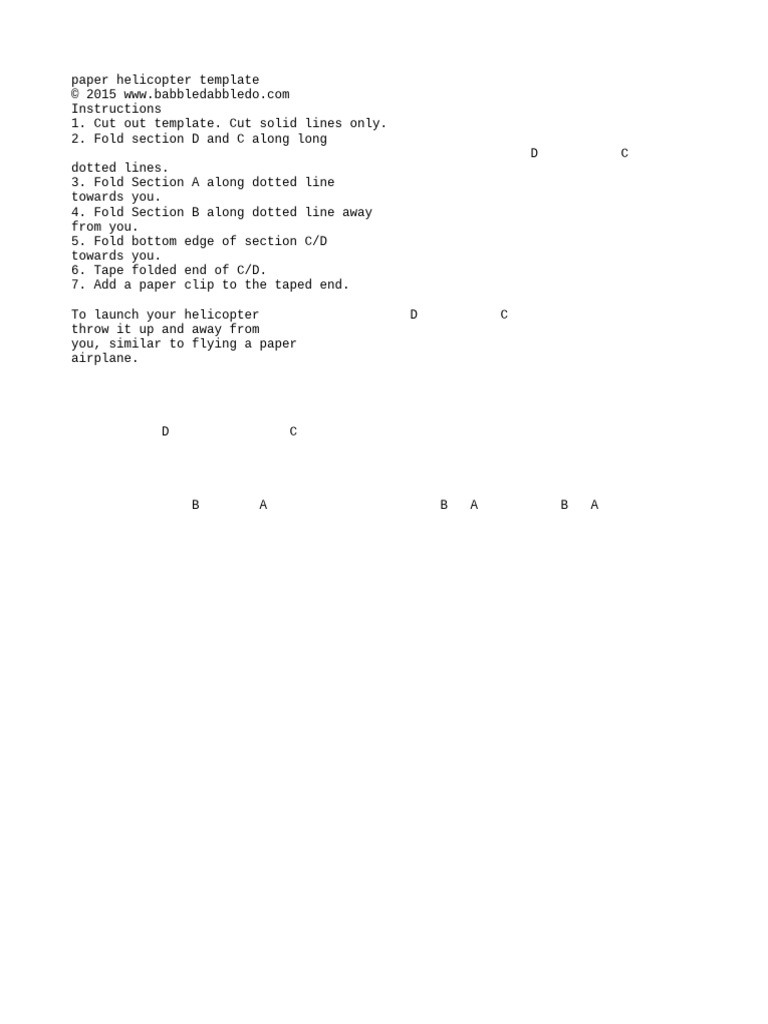 Paper Helicopter TEMPLATE | PDF