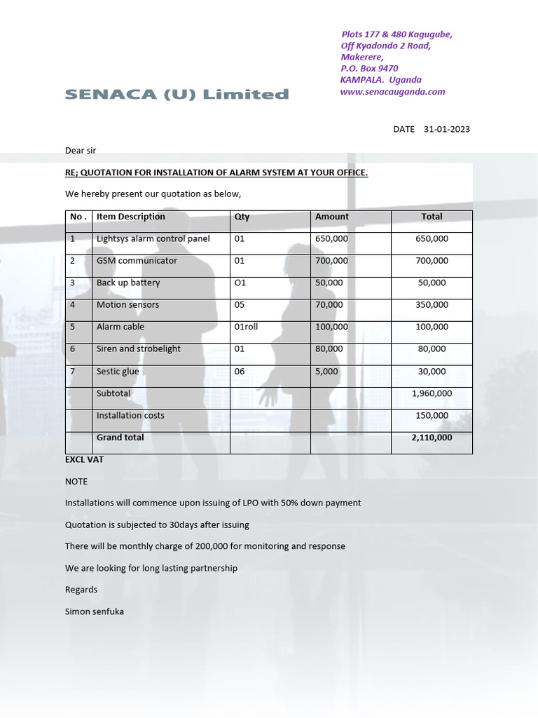Alarm Quotation | PDF
