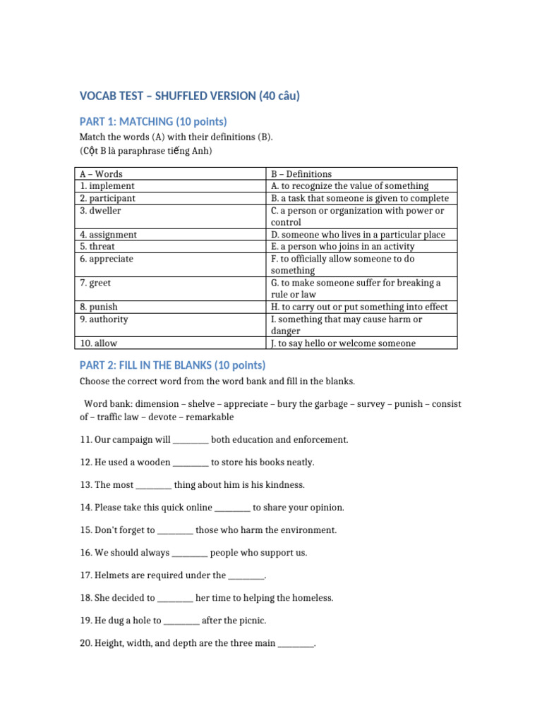 Vocab Test Shuffled | PDF
