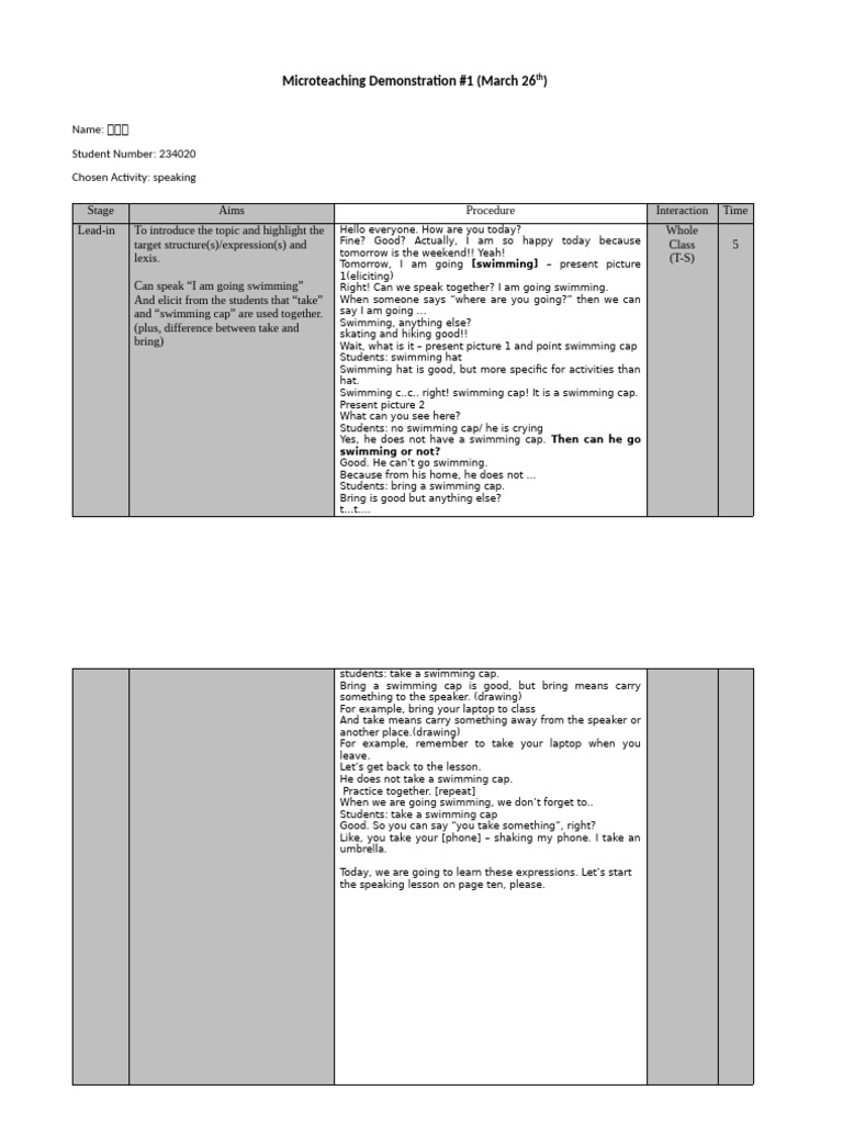 Microteaching Demonstration 1 Plan TEMPLATE | PDF