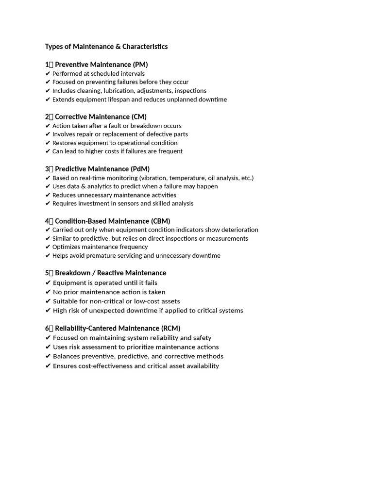 Types of Maintenance | PDF