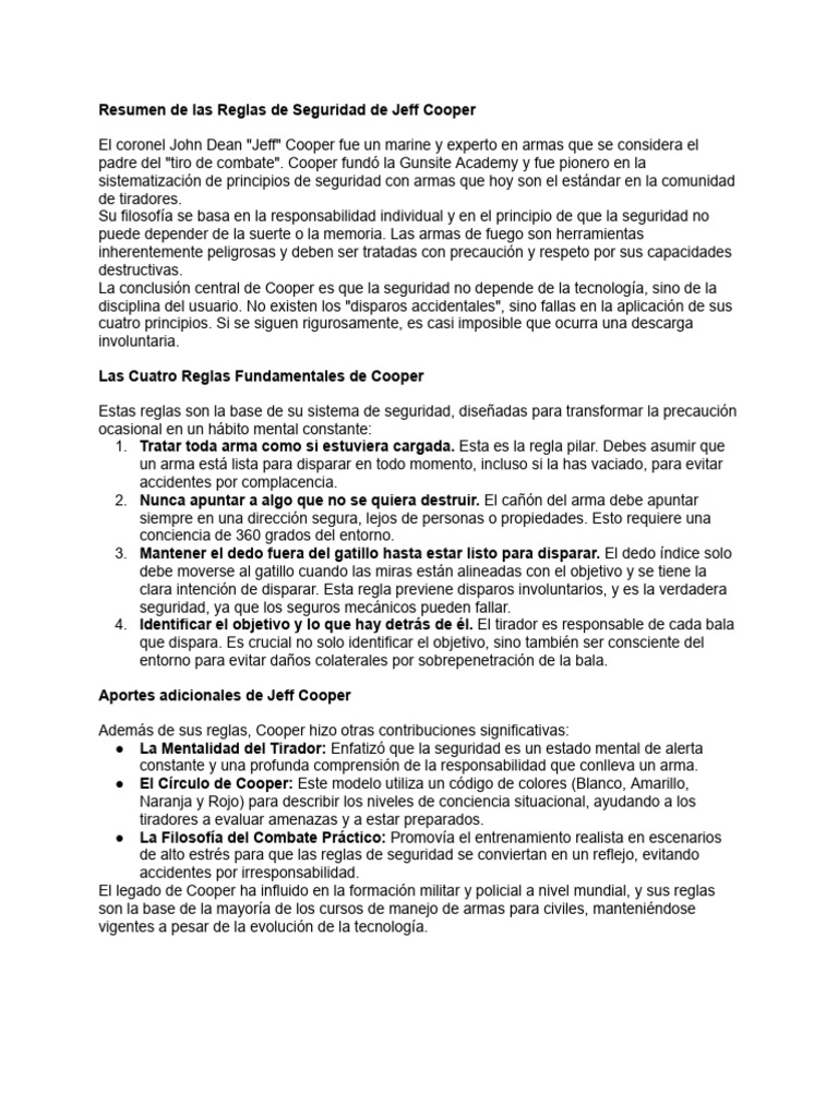 Reglas de Seguridad de Jeff Cooper | PDF