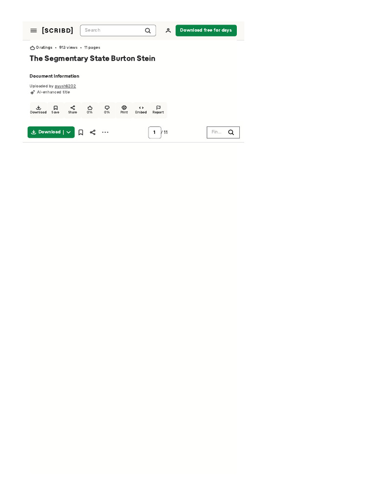 Document705728207the Segmentary State Burton Stein 1 | PDF
