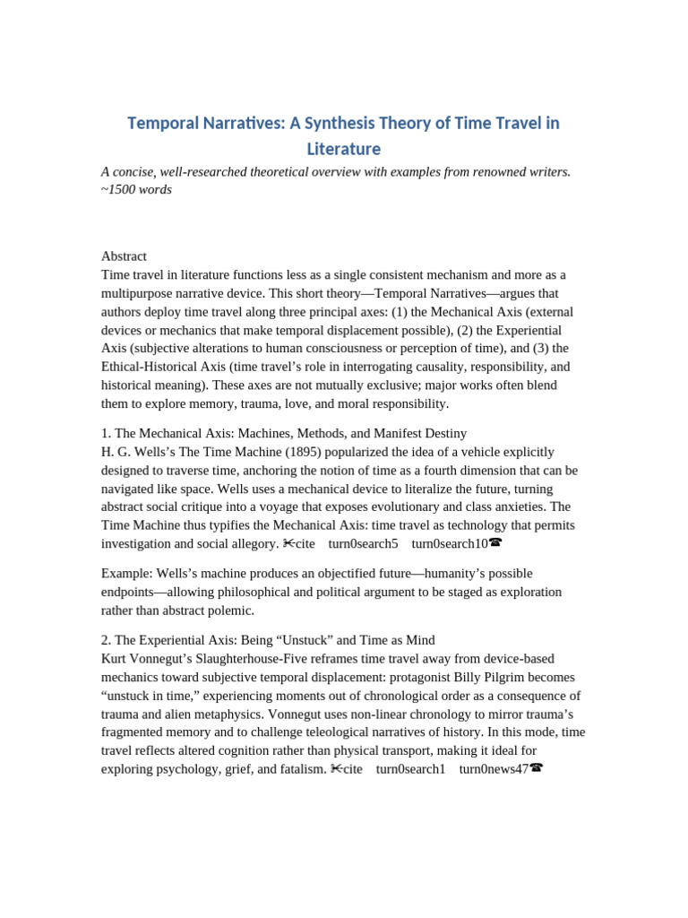 Time Travel in Literature: A Theory | PDF | Narrative | Time Travel