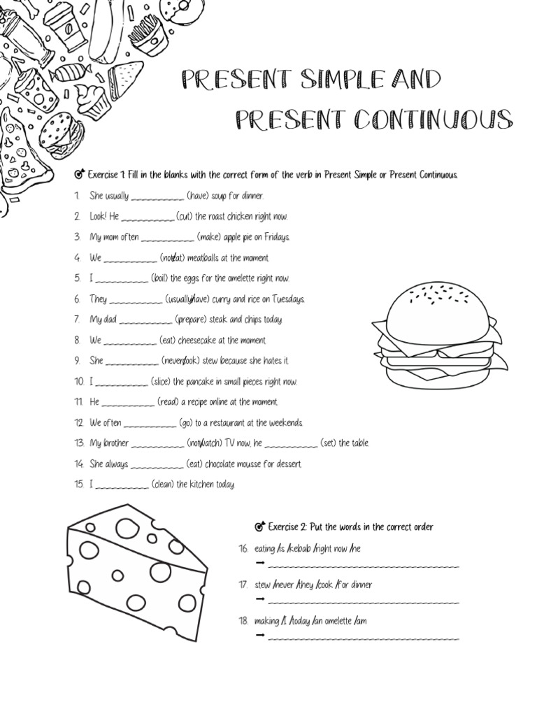 Present Simple & Continuous - Worksheet | PDF