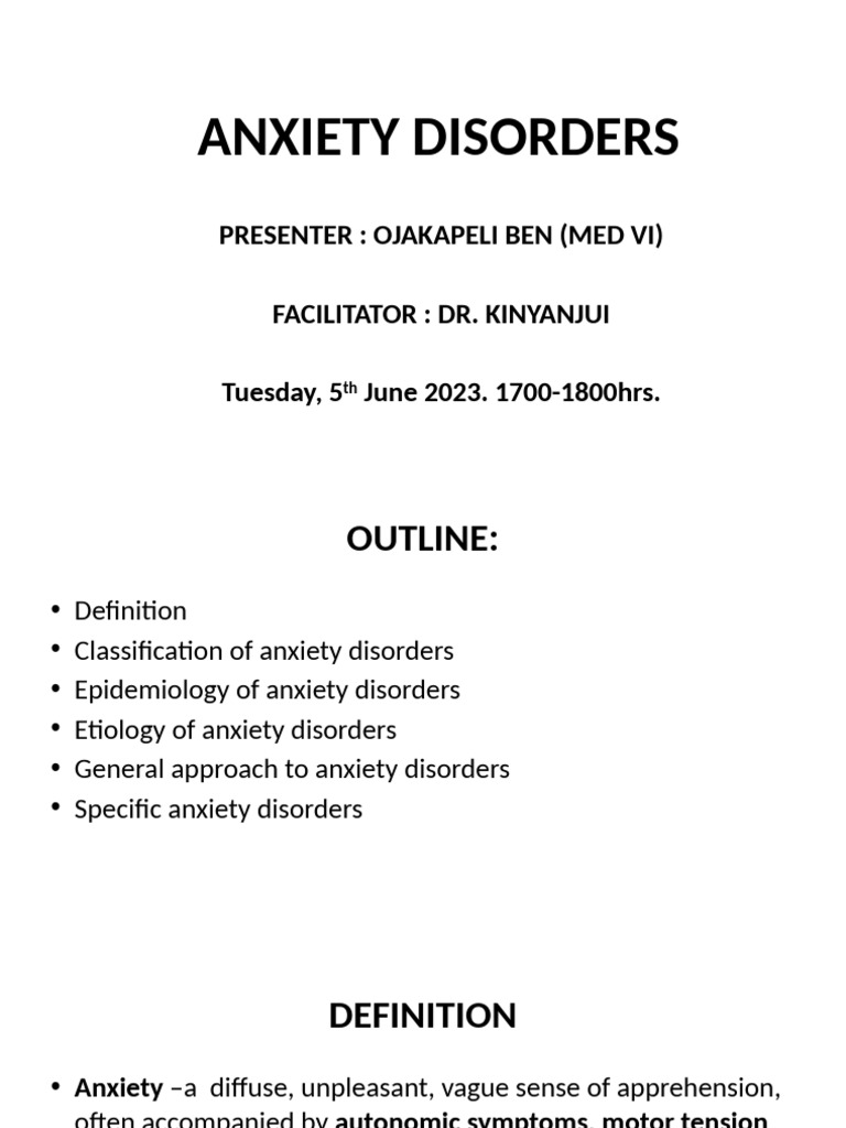 Overview of Anxiety Disorders | PDF | Anxiety | Anxiety Disorder