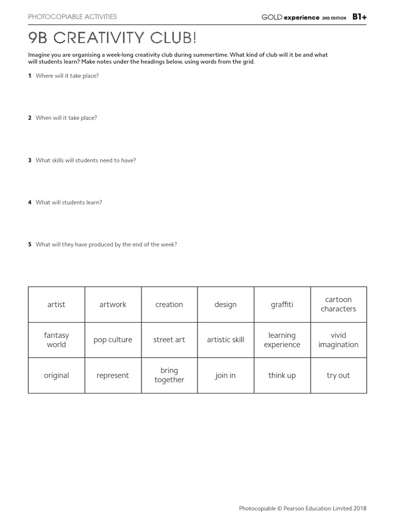 Summer Creativity Club Activities Guide | PDF
