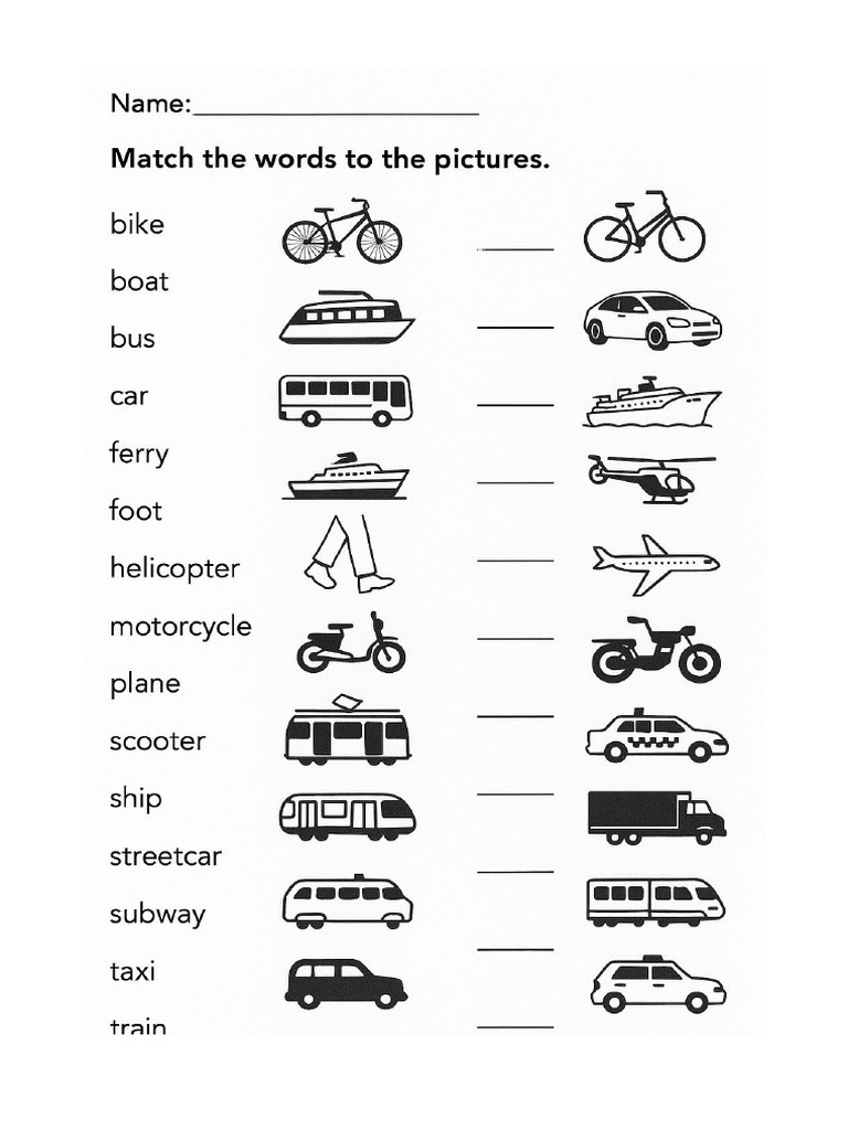 Transportation Vocabulary | PDF