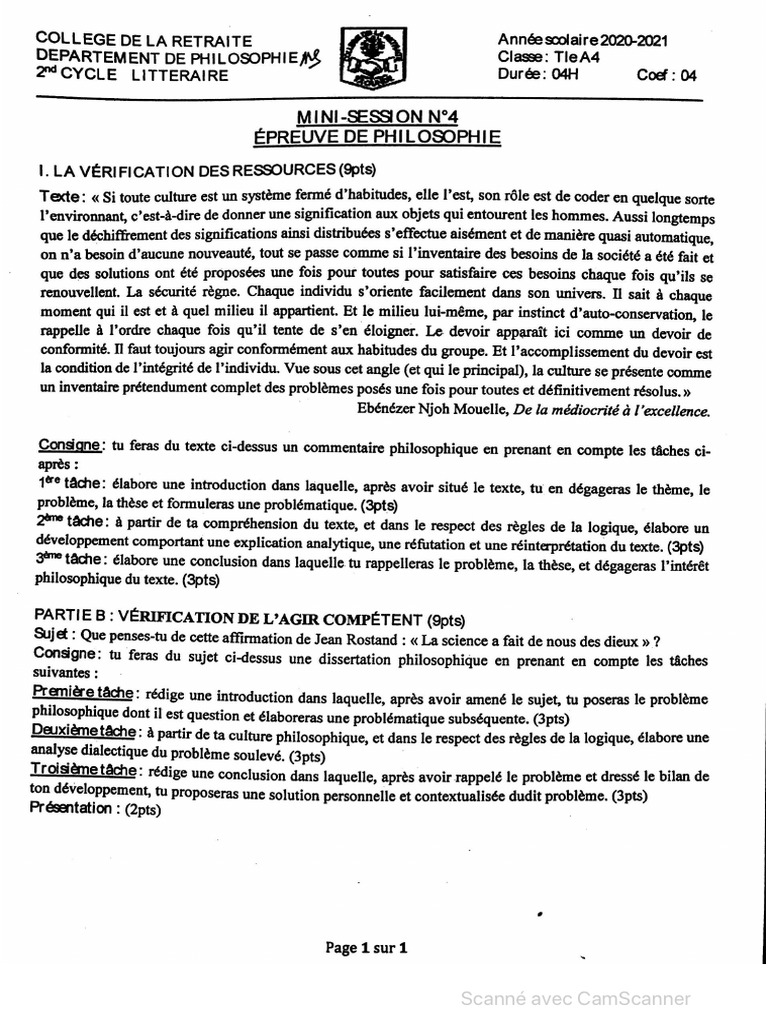 LaRetraite SEQ4 Philo TleA4 2021 | PDF