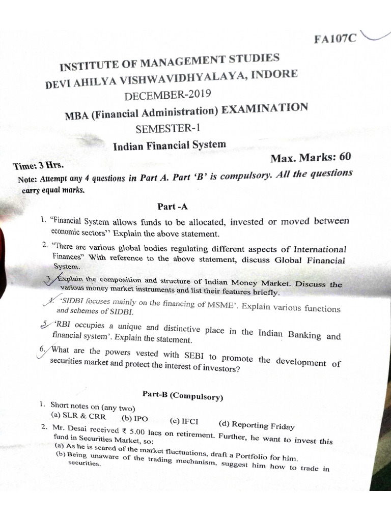 First Semester Final Question Papers | PDF