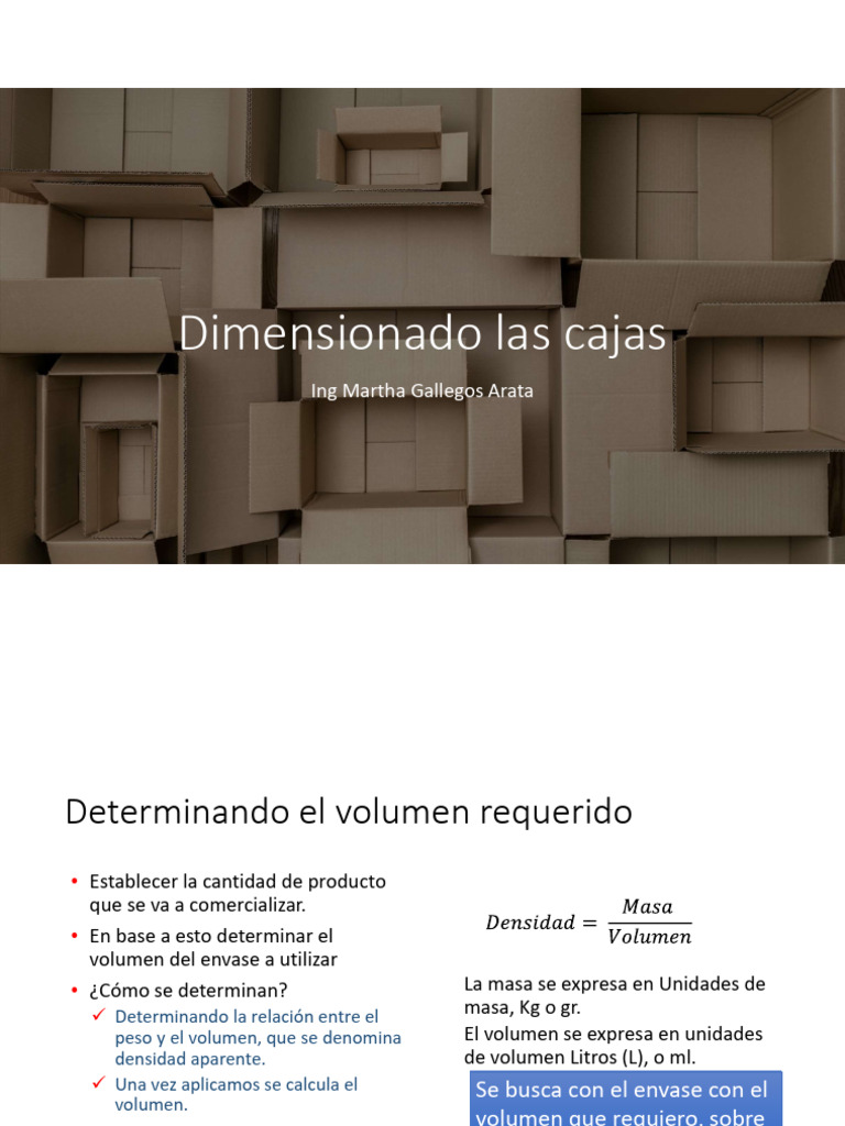 Cálculo de Volumen y Medidas de Cajas | PDF