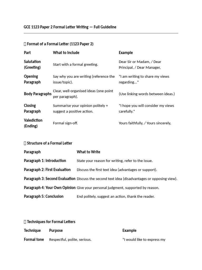 Formal Letter Writing Guidelines | PDF