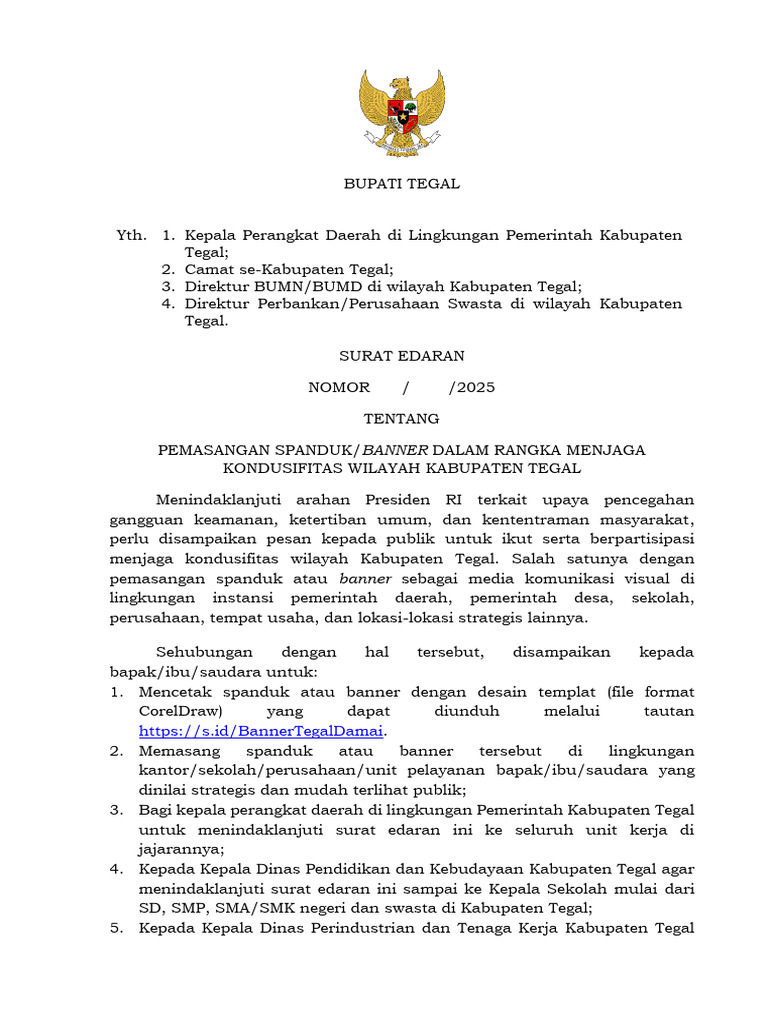 Surat_Edaran_Banner_Tegal_Damai rev | PDF