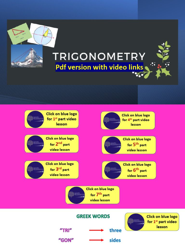 Trigonometry Concepts for Class 10 | PDF | Trigonometric Functions ...