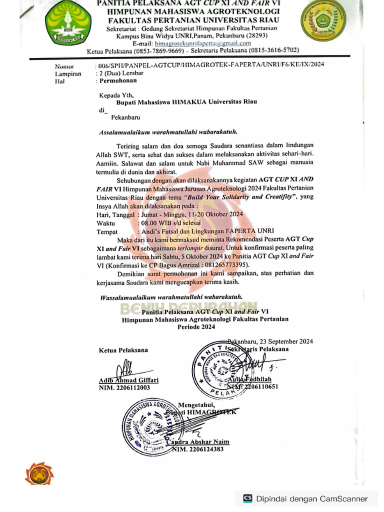 006 Scan SPH Agt Cup Xi and Fair Vi Himakua Universitas Riau | PDF