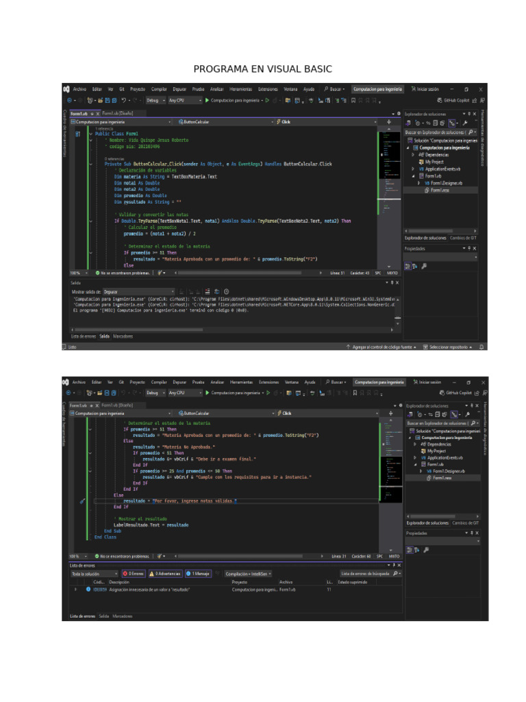 Programa en Visual Basic | PDF