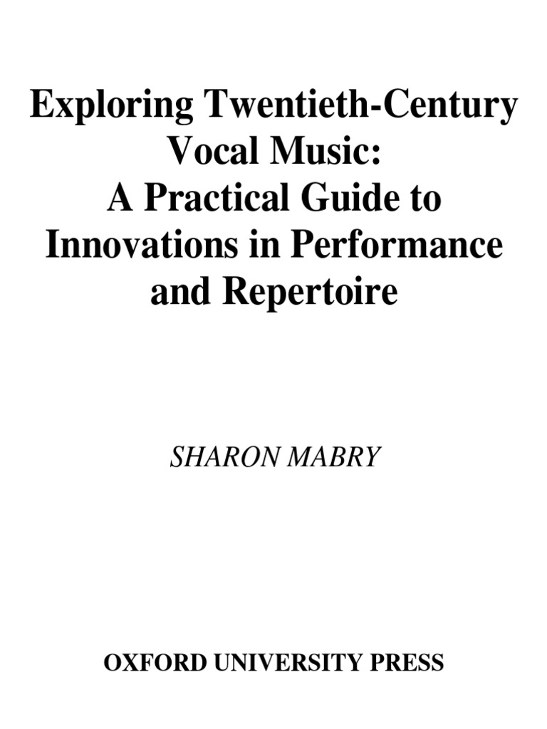 20th Century Vocal Music Guide | PDF | Vocal Pedagogy | Composers