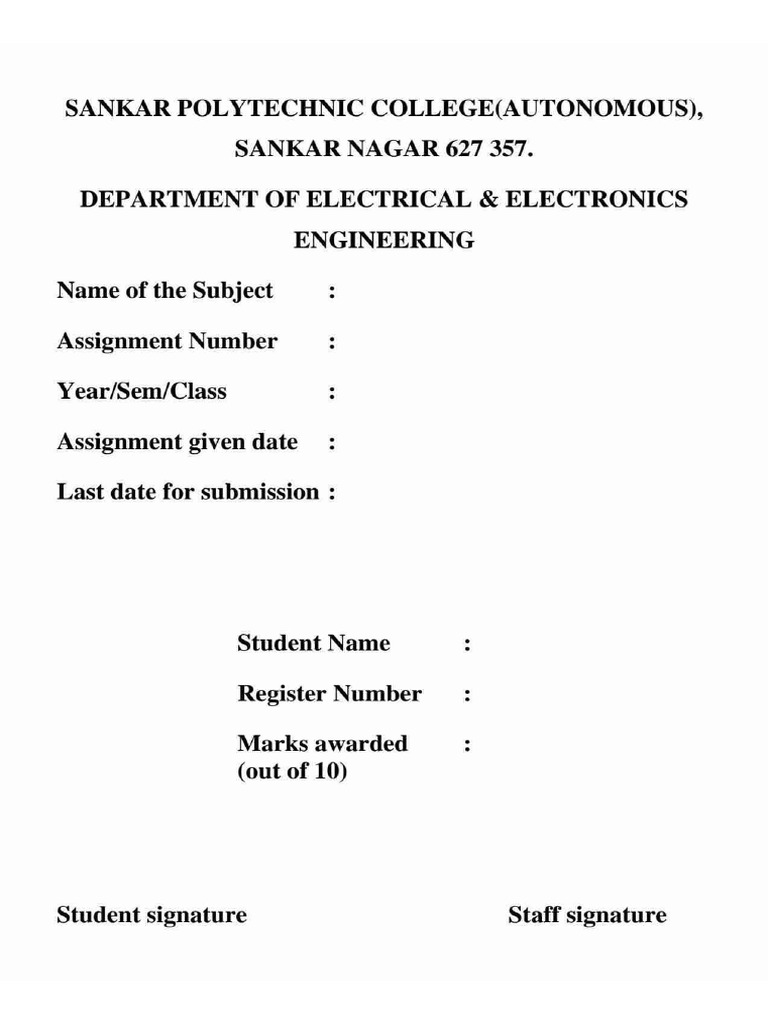Assignment Front Page | PDF