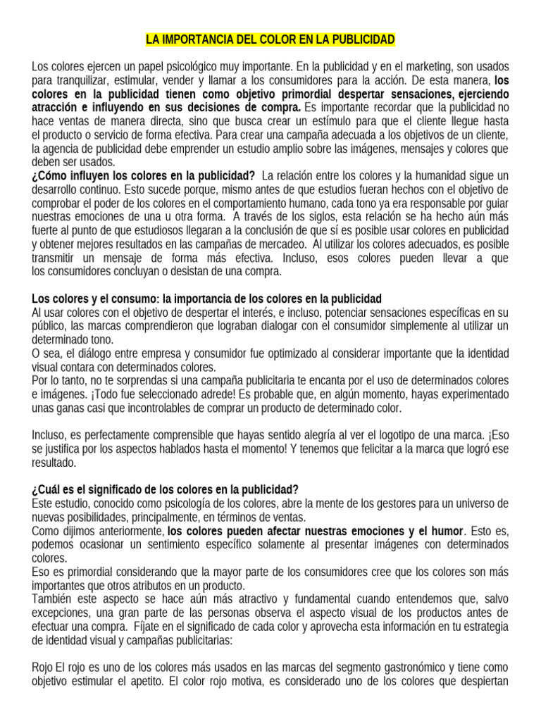 Psicología del Color en Publicidad | PDF | Publicidad | Marketing