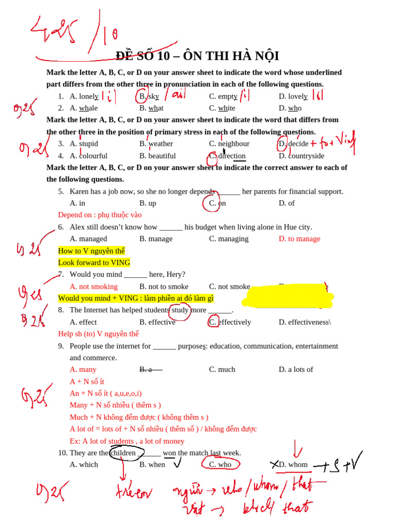 Hà Nội Exam Review: English Skills Test | PDF | English Language ...