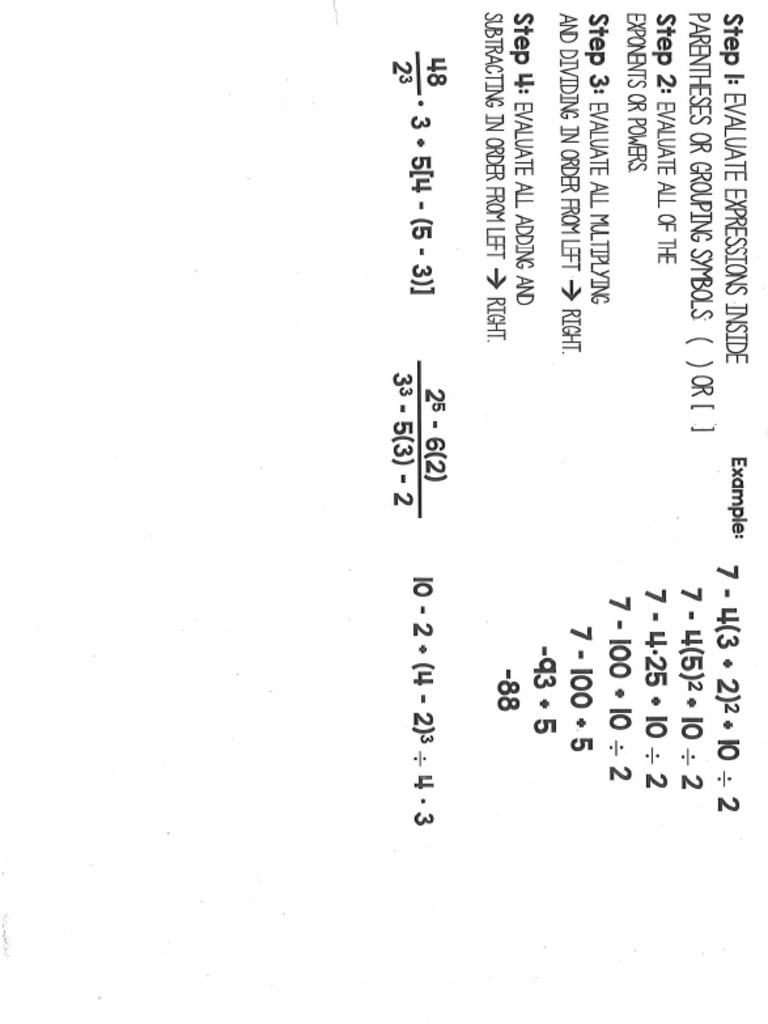 Order of Operations Notes | PDF