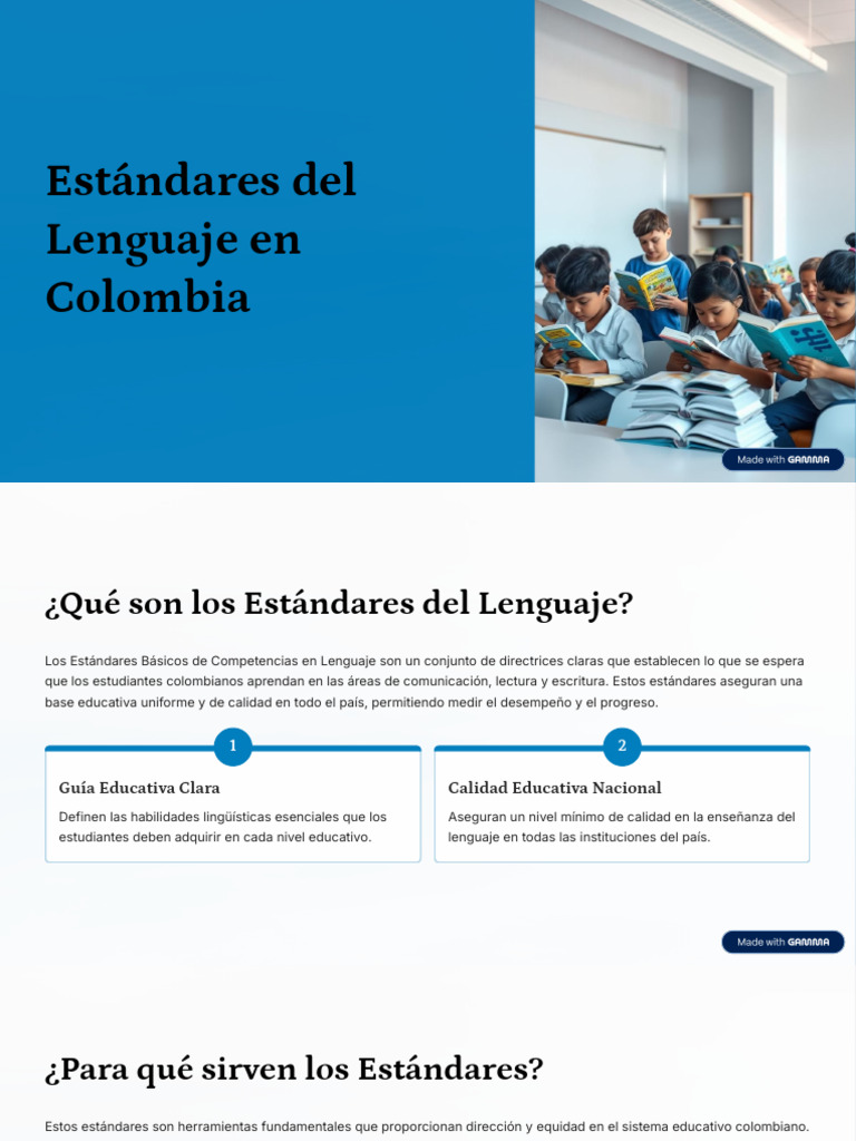 Estándares de Lenguaje en Colombia | PDF | Lengua española | Evaluación