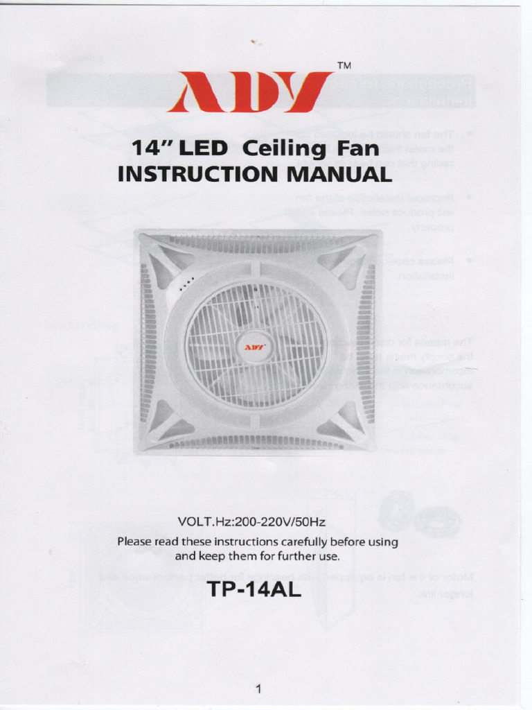 Ceiling Fan ADY 14 | PDF