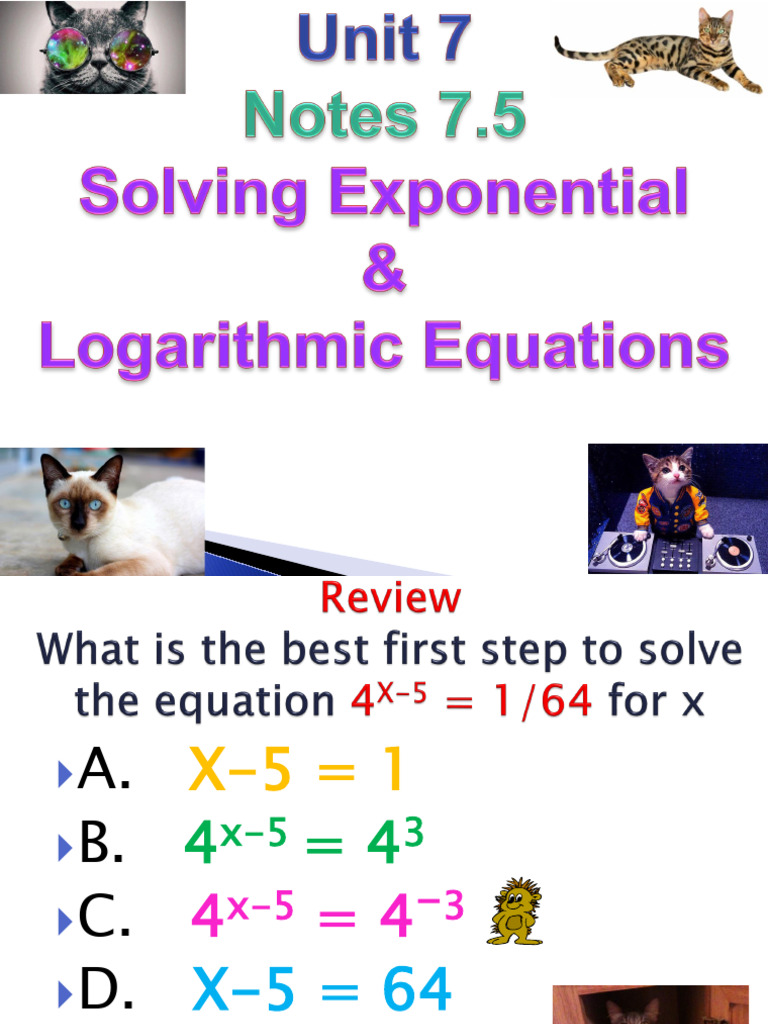 7.5 - Solving Exponential and Logarithmic Equations-1 | PDF | Logarithm | Exponential Function