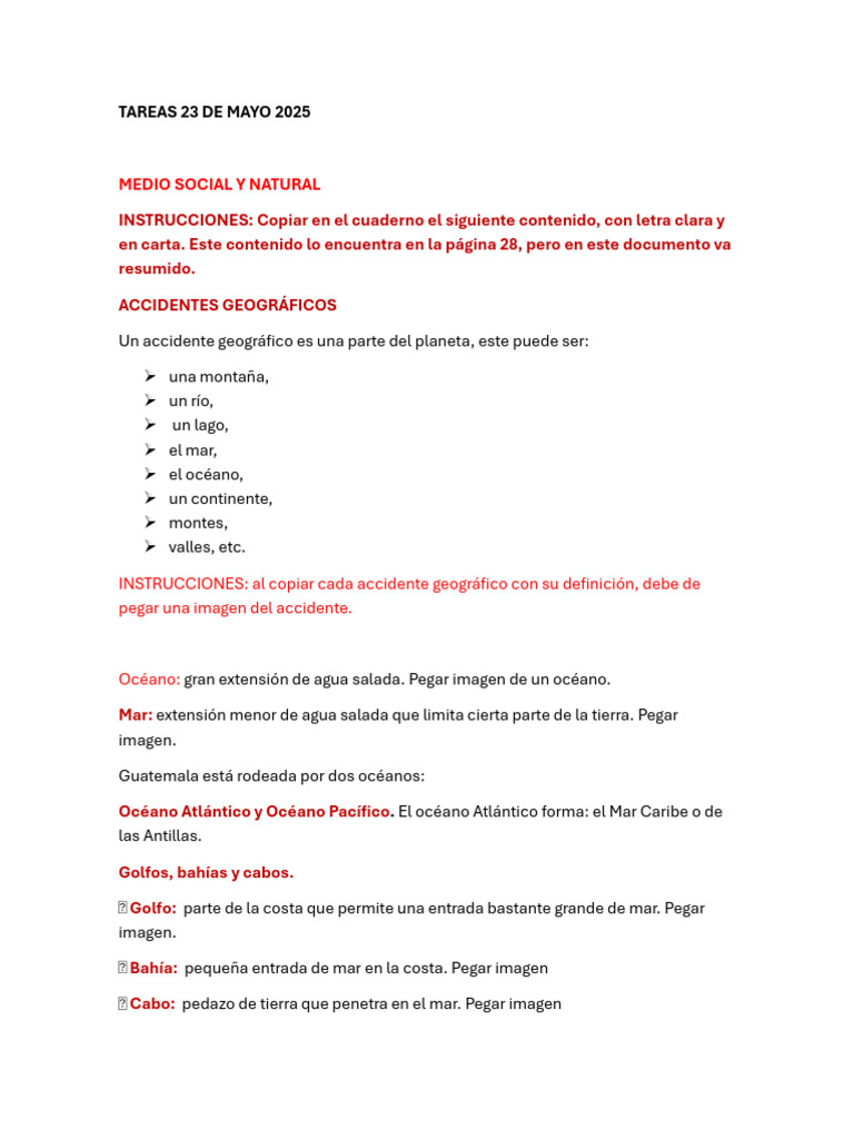 Tareas Segundo 23 de Mayo 2025 | PDF | Océanos | Guatemala