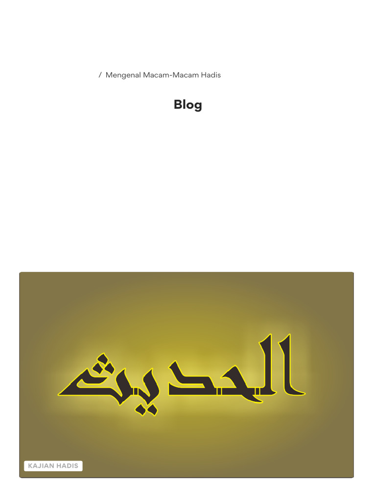 Mengenal Macam-Macam Hadis - Ma'Had Aly Hasyim Asy'Ari | PDF