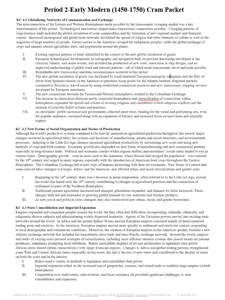Period 2 Early Modern Cram Packet 24-25 (Student Version) | PDF | Qing ...