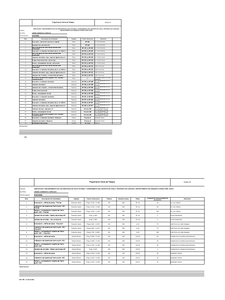 Programación Diaria 20.08.2025 Rehabilitacion y HD | PDF ...