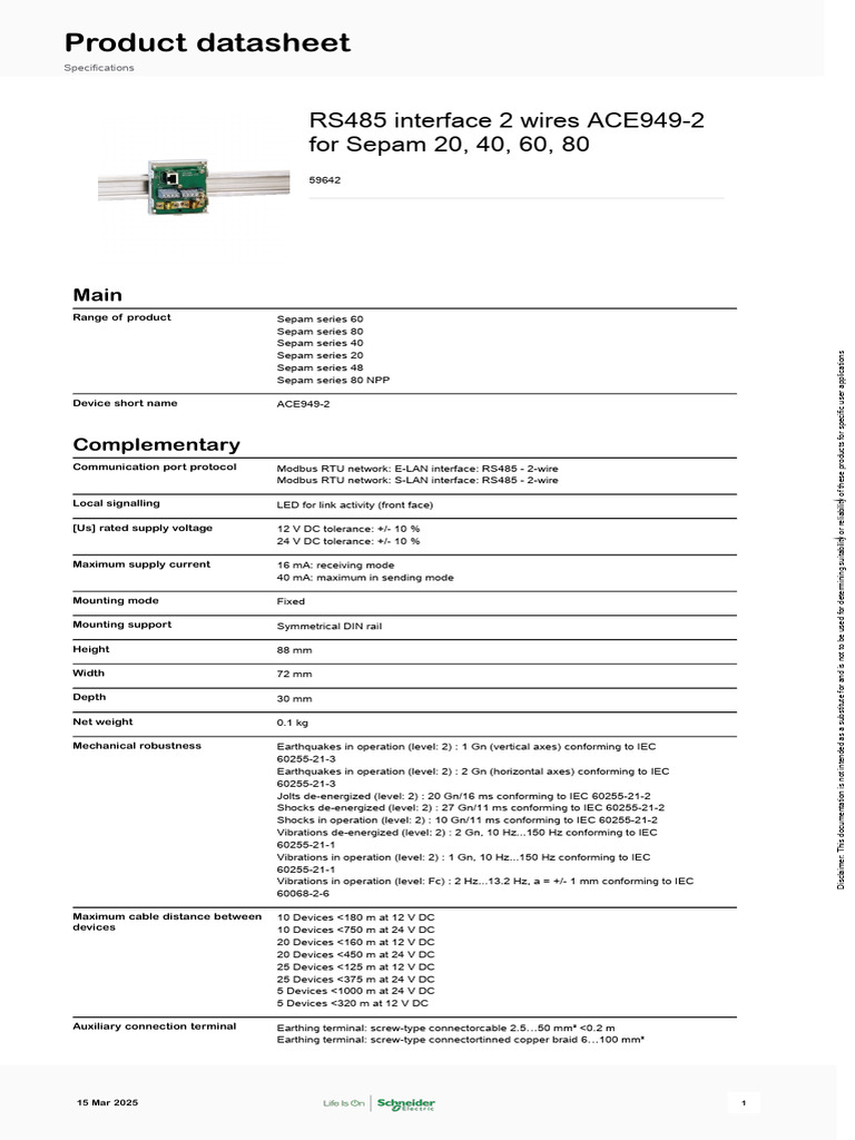 Schneider Electric Sepam-Series-20 59642 | PDF | Telecommunications ...