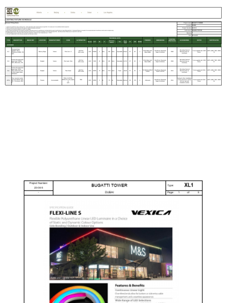 Bugatti Tower Lighting Fixture Schedule | PDF | Lighting | Components