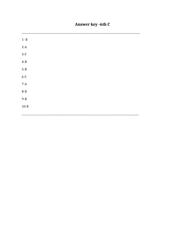 6th Grade Answer Key Guide | PDF
