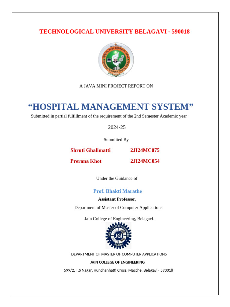 Java Hospital Management System Report | PDF | Electronic Health Record ...