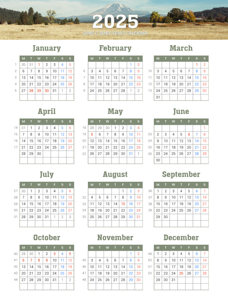 2025 Yearly Calendar Overview | PDF