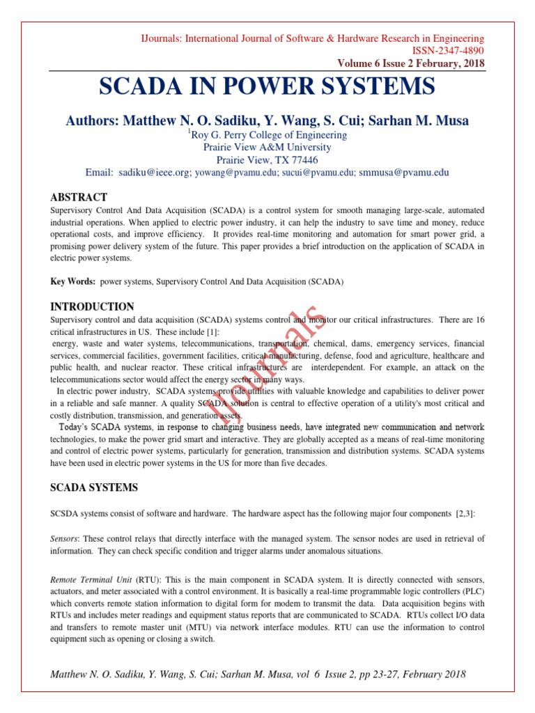 Scada in Power Systems | PDF | Scada | Computer Security