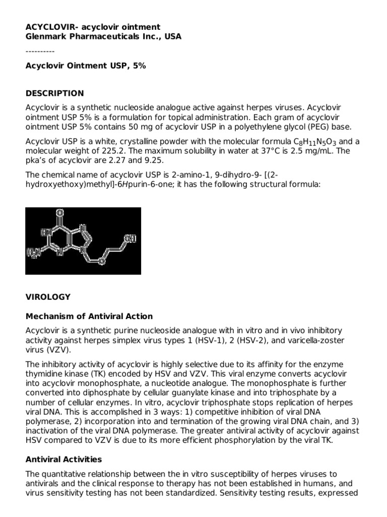 ACYCLOVIR - Acyclovir Ointment | PDF | Virus | Antiviral Drug