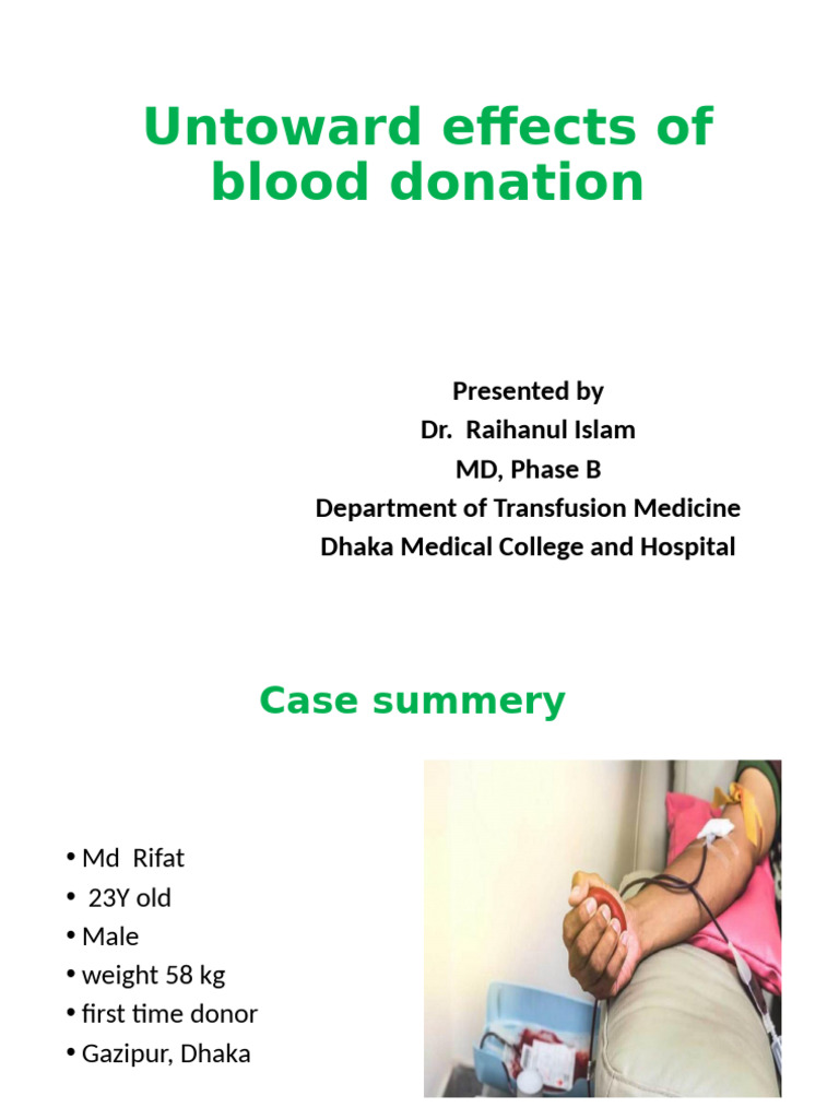 Untoward Effects of Blood Donation | PDF | Blood Donation ...
