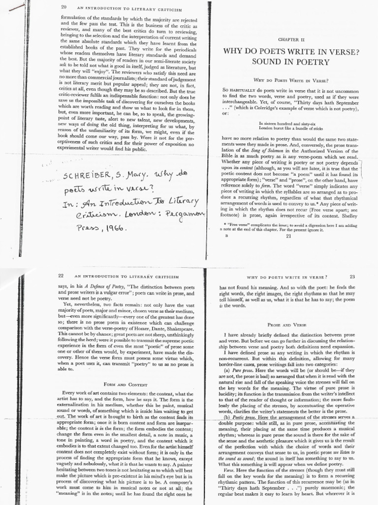 Why Do Poets Write in Verse | PDF