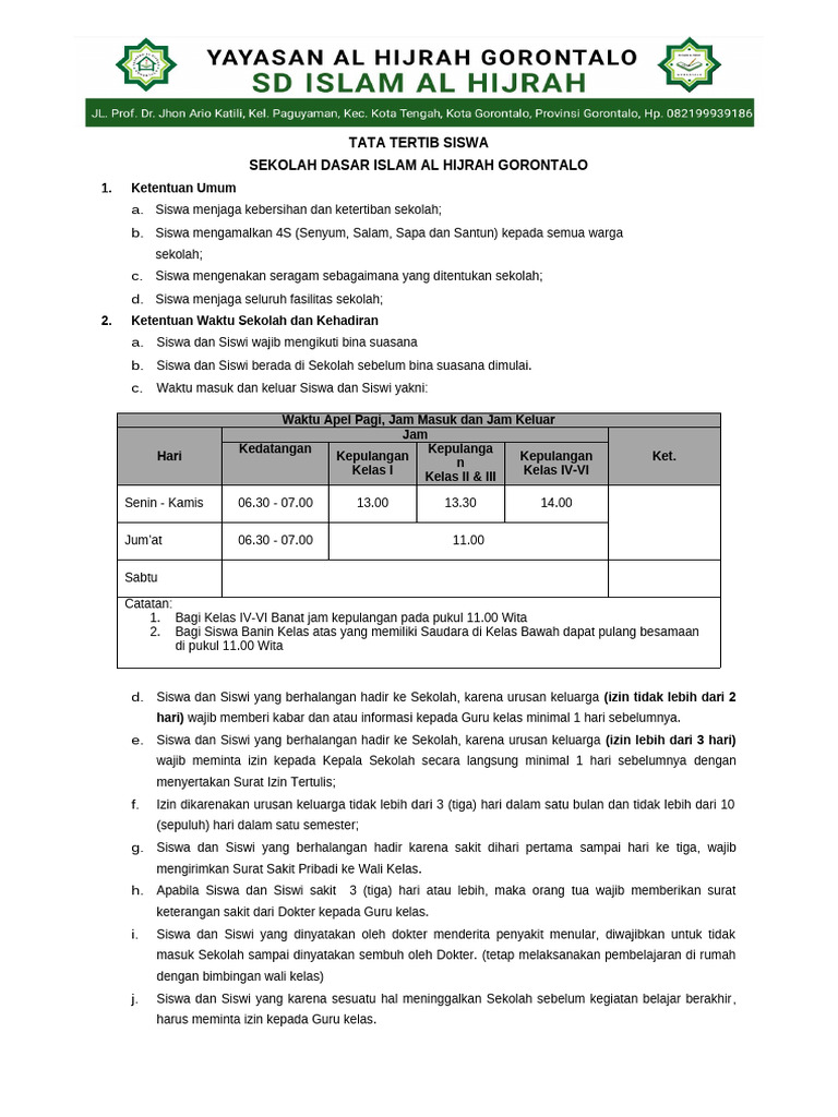 Tata Tertib Siswa Dan Ortu 2023-2024(2) | PDF