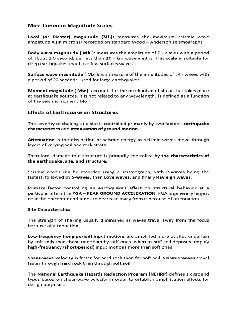 Most Common Magnitude Scales | PDF | Earthquakes | Seismology