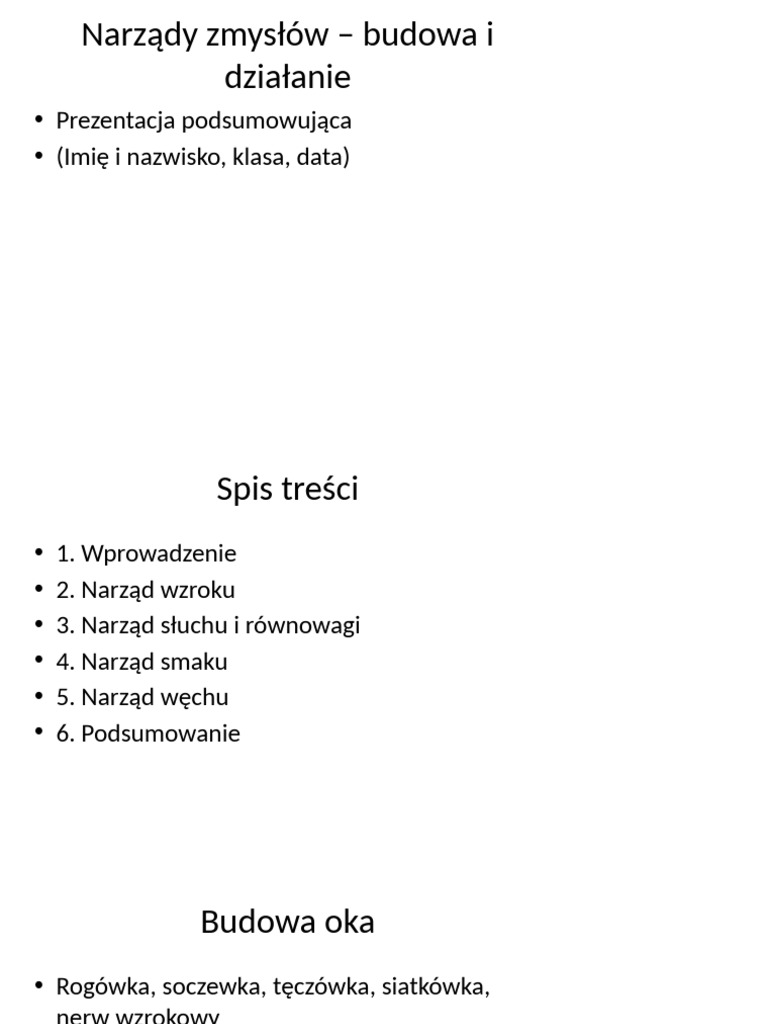 Narzady Zmyslow Prezentacja | PDF