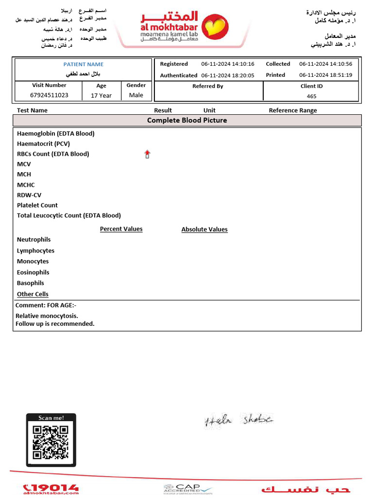 Complete Blood Count Analysis Report | PDF | Clinical Pathology | Blood