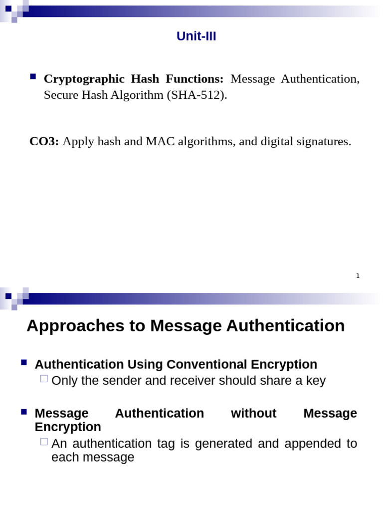 Unit-3 Hash & MAC [Autosaved] | PDF | Key (Cryptography) | Espionage Techniques